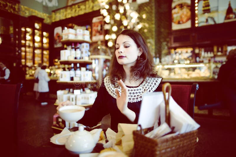 Young woman in cafe stock photo. Image of cafe, culture - 31775060