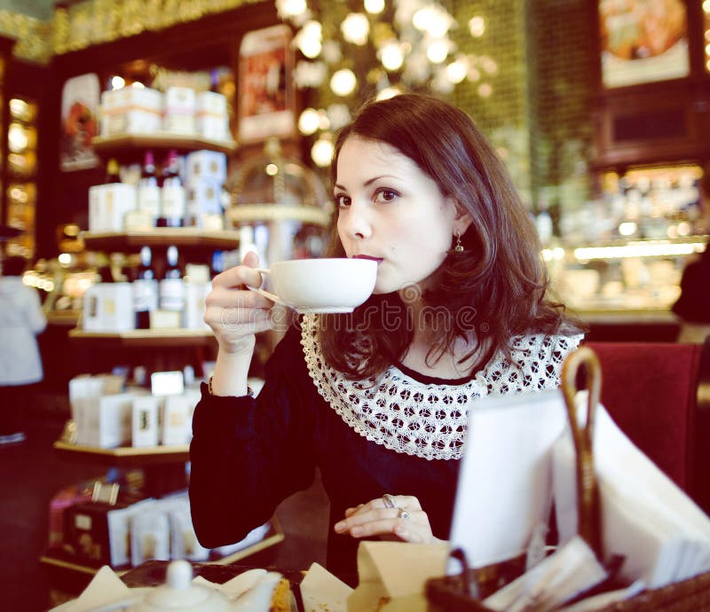 Young woman in cafe stock photo. Image of glamour, beautiful - 31775068