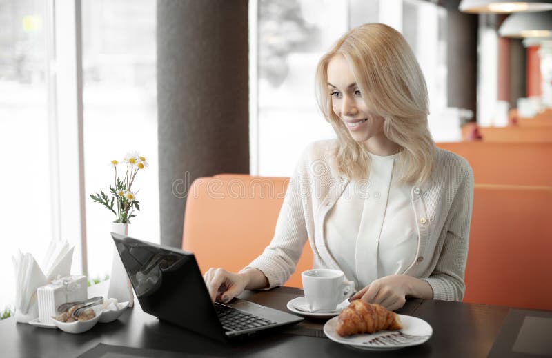 Young woman in cafe stock image. Image of alone, lifestyle - 161174735