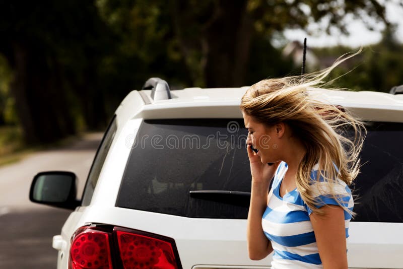 Young Woman Calling for Help Stock Image - Image of call, outside: 64530409