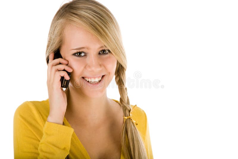 Young Woman Calling by Phone Stock Photo - Image of joyful ...