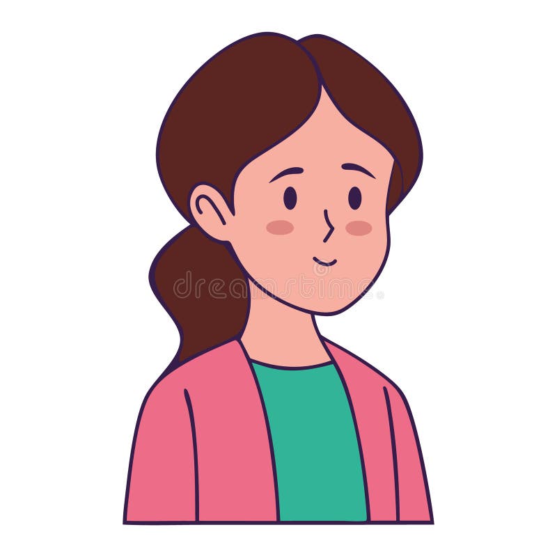 Young Woman Calm Expression Portrait Stock Illustration - Illustration ...