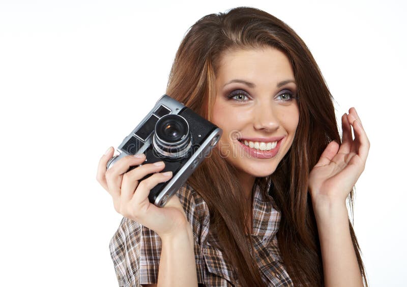Young woman with camera. stock image. Image of woman - 25987395