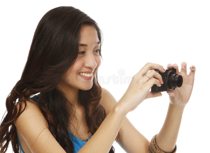 Young Woman with Camera stock photo. Image of smiling - 26866866