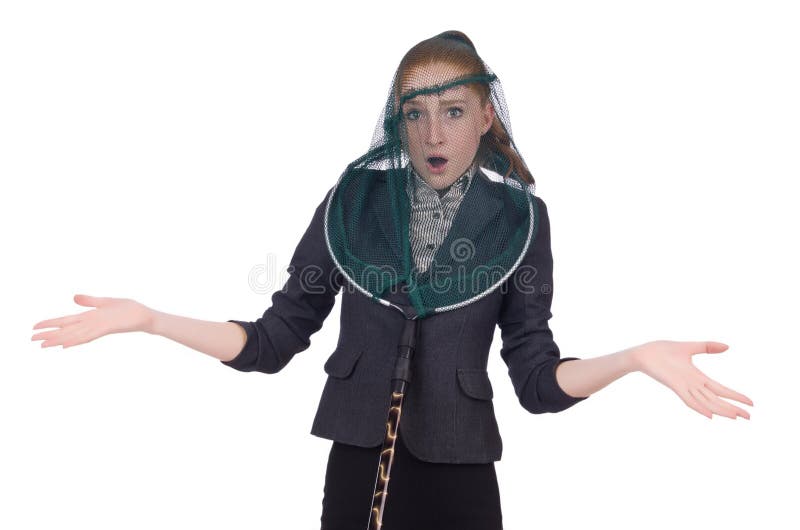 Young Woman with Catching Net Stock Image - Image of young, cute: 36991177