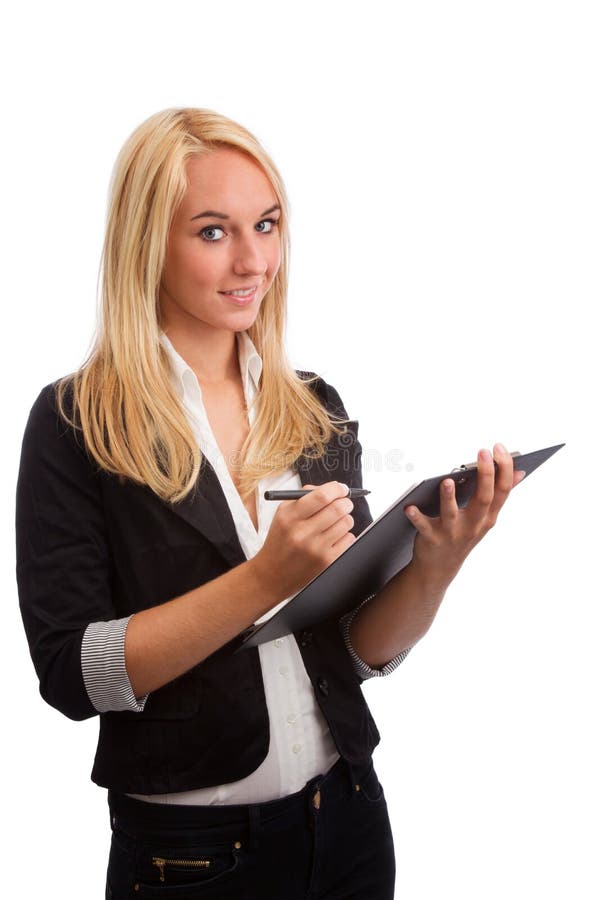Young Woman with Checklist Looking Stock Photo - Image of female, boss ...