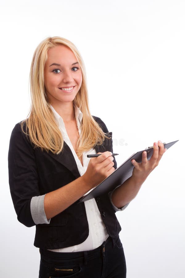 Young Woman with Checklist Looking Stock Image - Image of attractive ...