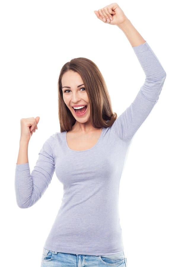 Young woman cheering stock photo. Image of satisfaction - 35202664