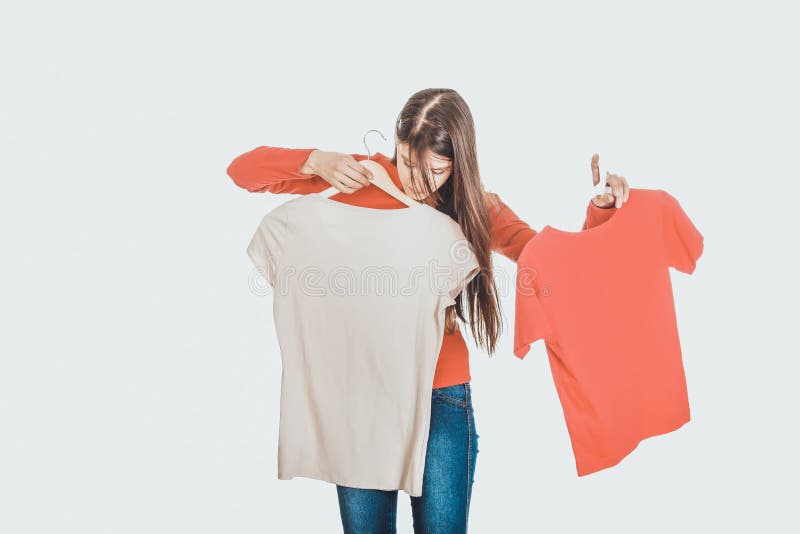 Young Woman Choosing Shirt. Stock Image - Image of choosing, purchase ...