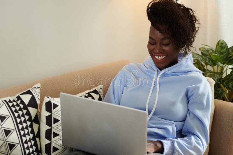 Young Woman Coding on Laptop Stock Photo - Image of enjoyment ...
