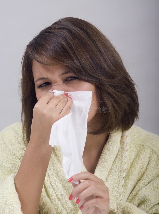 Young woman with a cold stock image. Image of headcold - 7744899