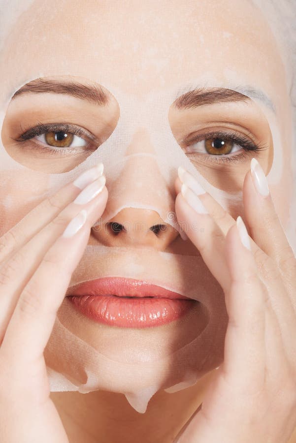 Young Woman with Collagen Mask. Stock Photo - Image of hydration ...