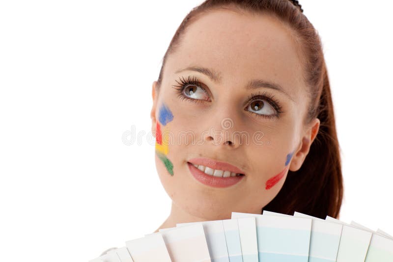 Young Woman with a Color Guide. Stock Image - Image of designer, choice ...