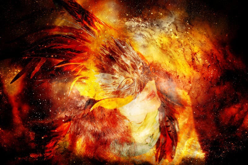 Young Woman with a Colorful Feather Face Mask on Abstract Structured ...