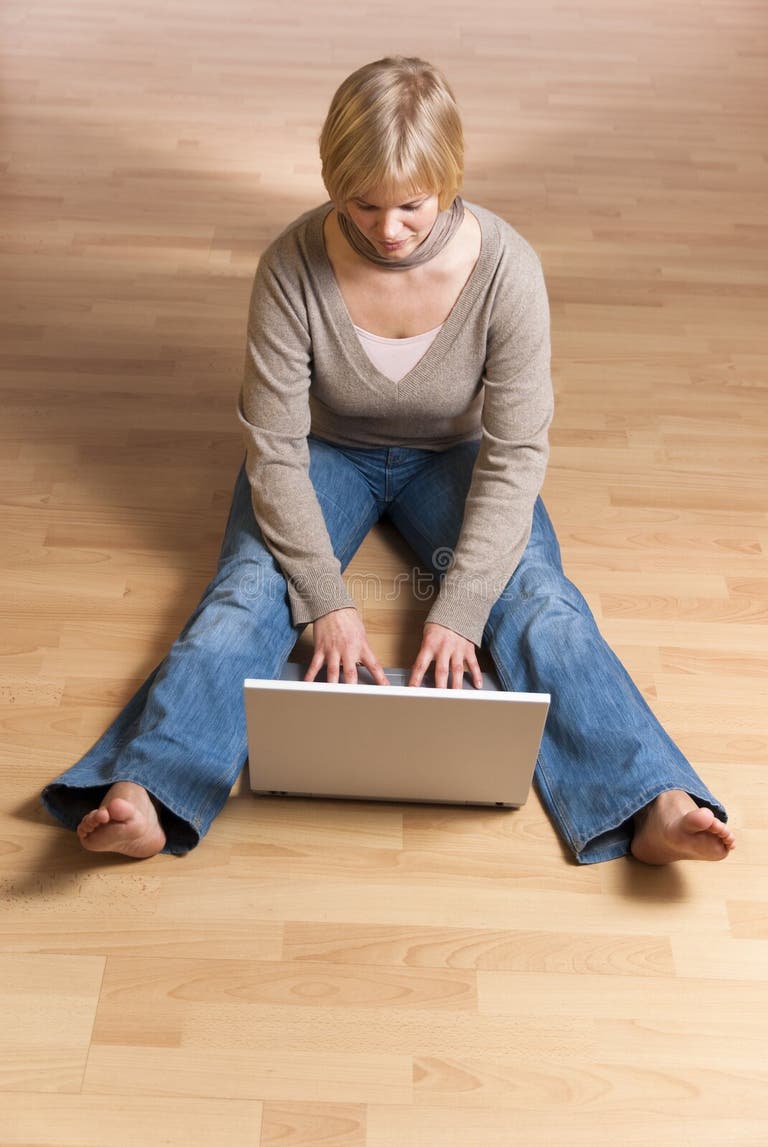 1,529 Woman Sitting Computer Barefoot Stock Photos - Free & Royalty ...