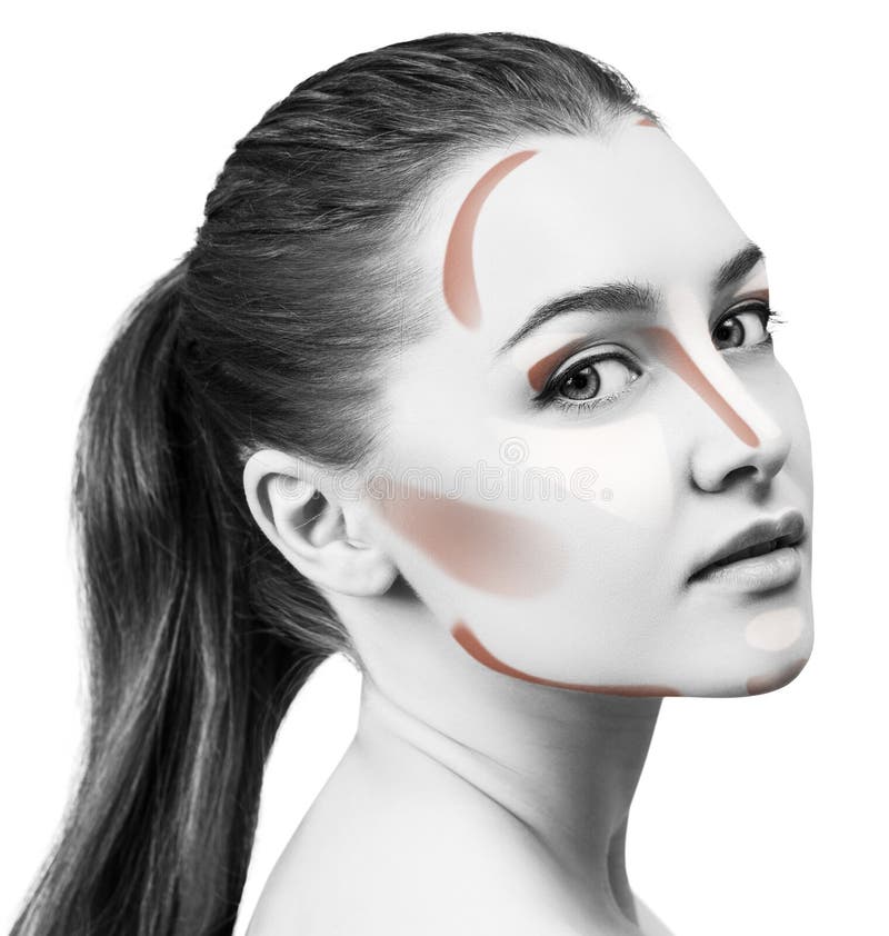 Professional Contouring Face Make-up Sample. Stock Photo - Image of ...