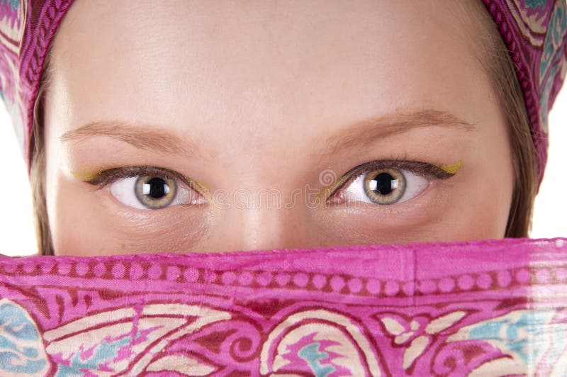 Young Woman with Covered Face Stock Photo - Image of eyelashes, casual ...