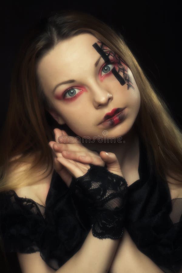 Creative gothic make-up stock image. Image of colored - 5612635
