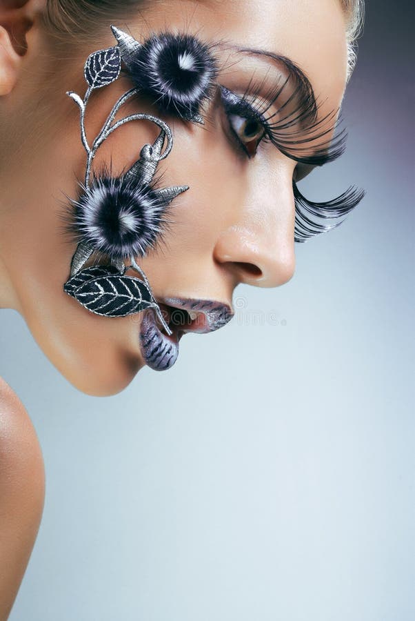 Young Woman with Creative Makeup Stock Image - Image of portrait ...