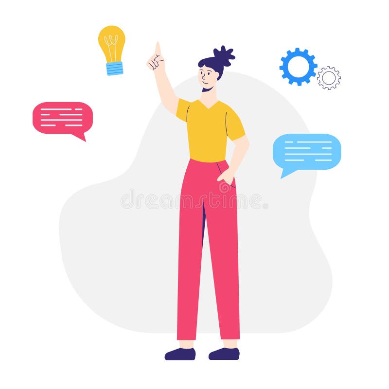 Young Woman, Creative Thinking, Generating Ideas Stock Vector ...