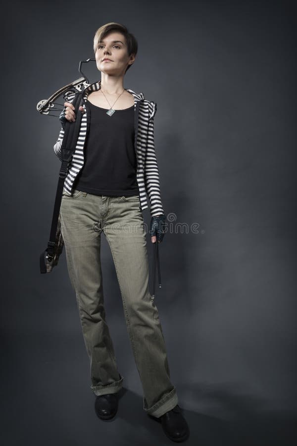 Young Woman with a Crossbow Stock Image - Image of historical, clothing ...