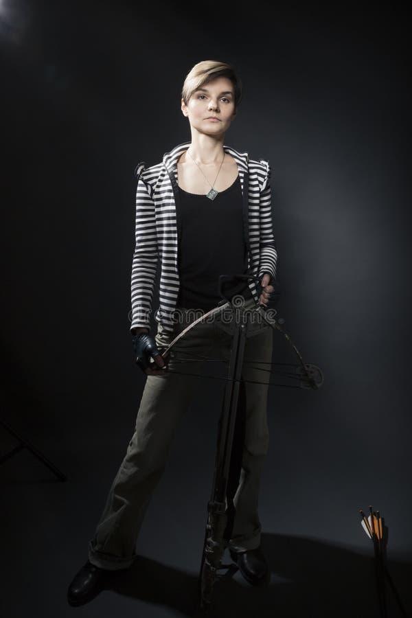 Young Woman with a Crossbow Stock Image - Image of military, lady: 68728831
