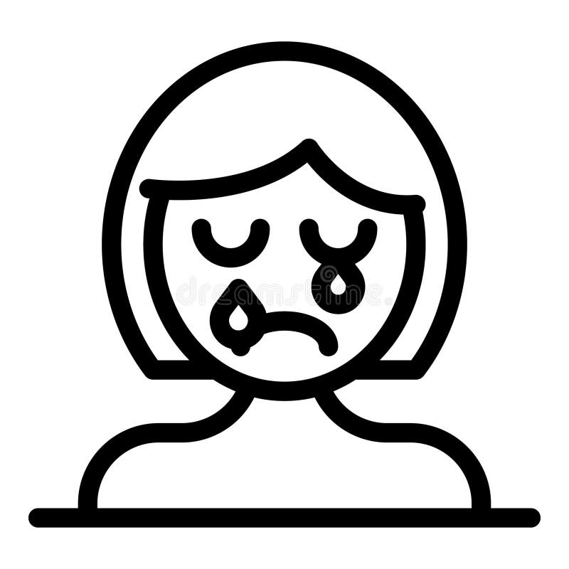 Young Woman Crying with Tears Running Down Her Face Icon Stock Vector ...