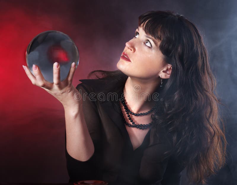Mysterious Magnificent Beautiful Woman Fortune Teller in Black Dress ...