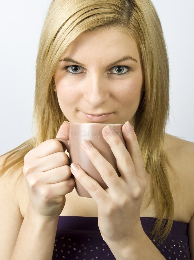 Young woman with cup stock photo. Image of length, color - 12776064