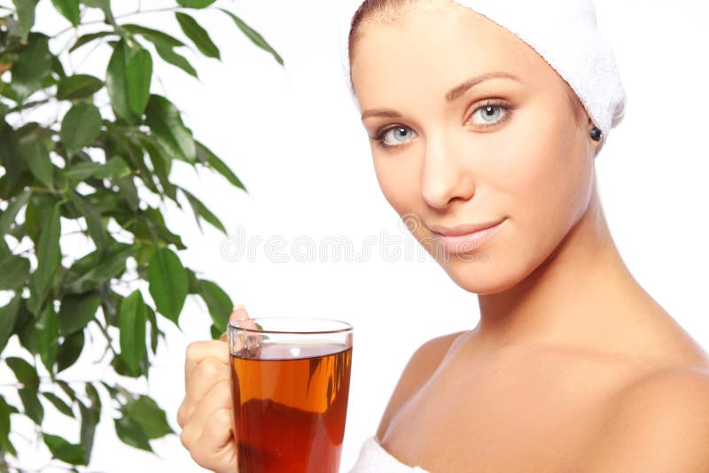 Young Woman with Cup of Hot Tea Stock Image - Image of enjoy, head ...