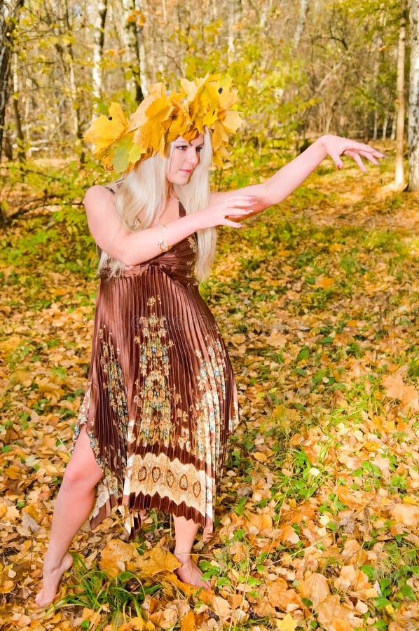 Young Woman Dancing in Autumn Park Stock Photo - Image of forest, human ...