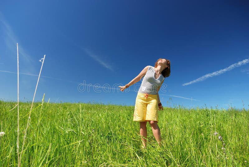 Person in green field 1 stock image. Image of plains, rural - 244377