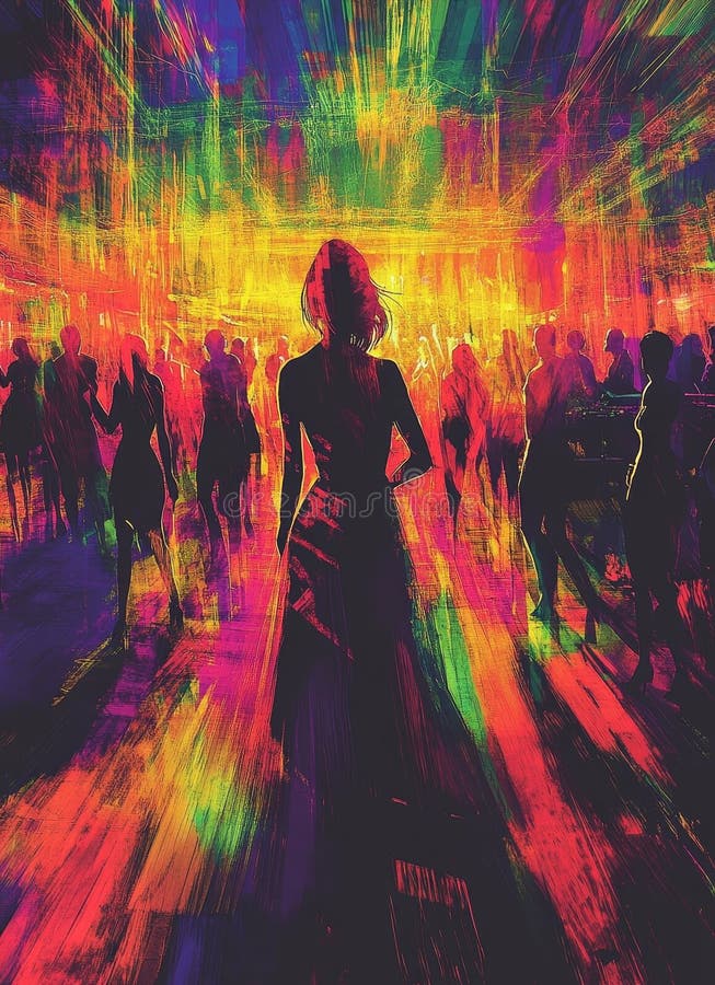 Young Woman Dancing with Light Trails and Motion Blur Effect Stock ...
