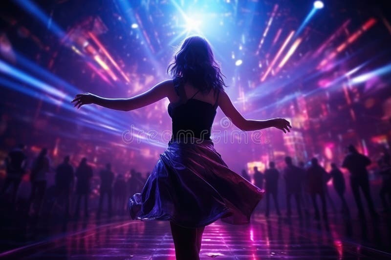 Woman Dancing in Night Club in Crowd. Ai Generated Stock Image - Image ...