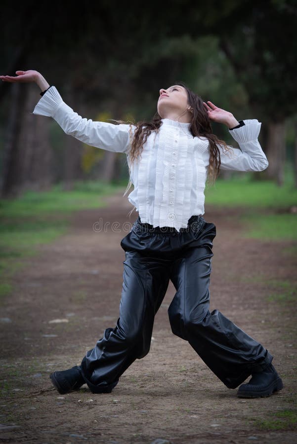 Young Woman Dancing Outdoors. Dance Performance in the Street Stock ...