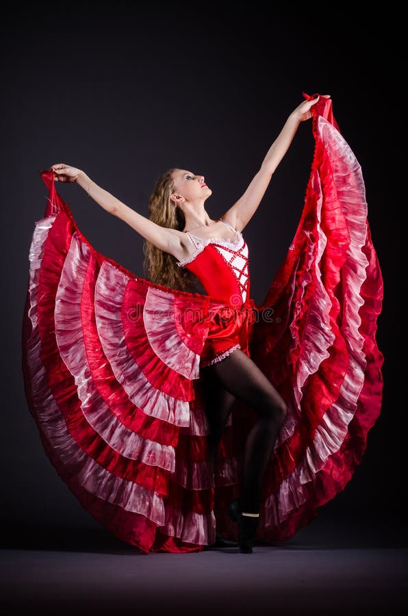 The Young Woman Dancing in Red Dress Stock Photo - Image of clothing ...