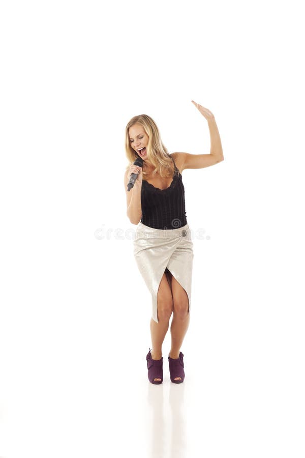 Young Woman Dancing and Singing Stock Photo - Image of party, cheerful ...