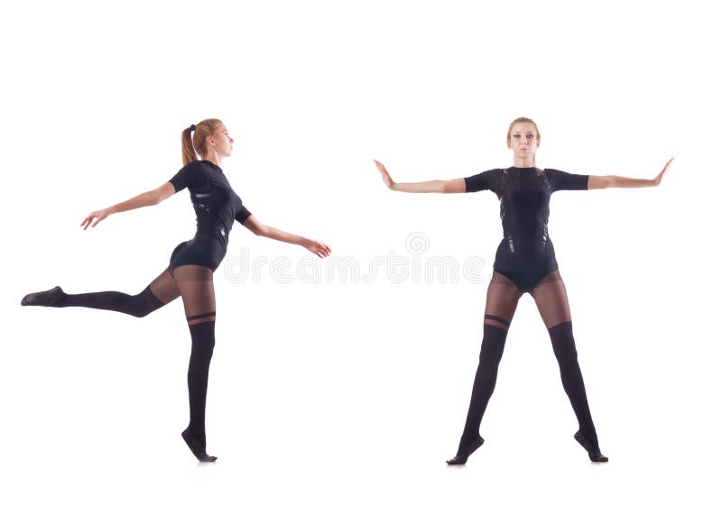 The Woman Dancing Isolated on the White Stock Photo - Image of ...