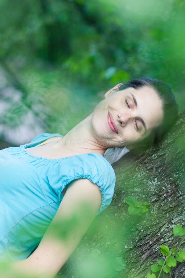 Young woman day-dreaming stock photo. Image of health - 48410840