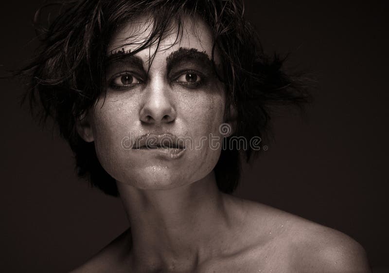 Young Woman in Depression.Creative Make-up Stock Photo - Image of ...