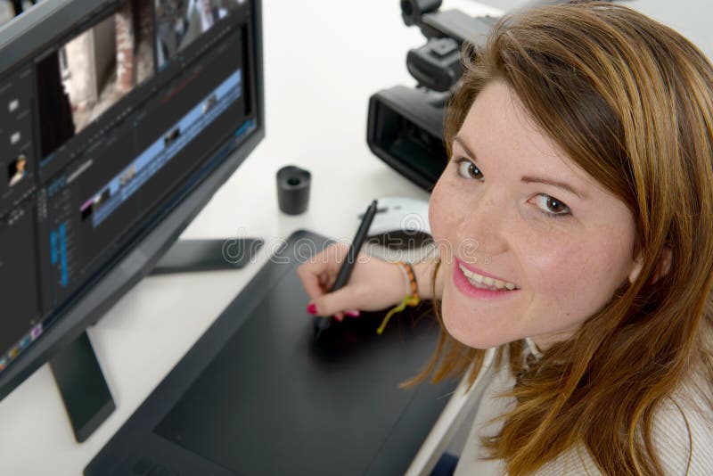 Video Editing with Laptop. Professional Editor. Stock Photo - Image of ...