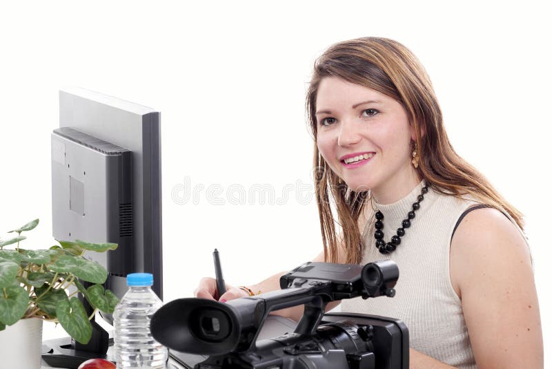 Young Woman Designer Using Graphics Tablet Stock Image - Image of ...