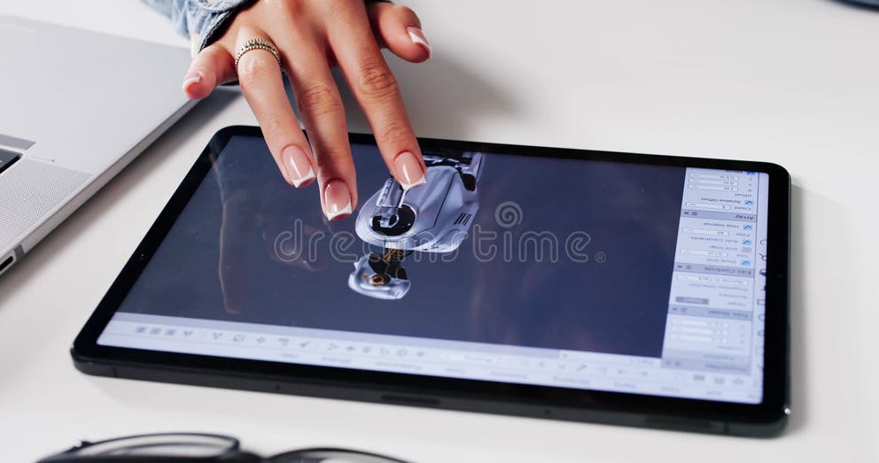 Young Woman Designs AI Robot Cad Model Stock Image - Image of personal ...