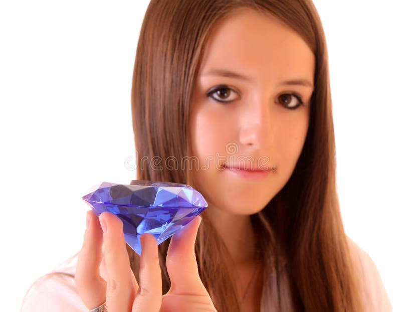 Young Woman with Diamond Isolated Stock Image - Image of girl, female ...