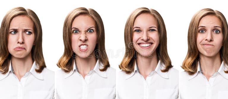 Young Woman with Different Expressions Stock Photo - Image of angry ...