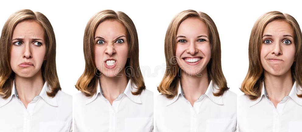 Young Woman with Different Expressions Stock Photo - Image of angry ...