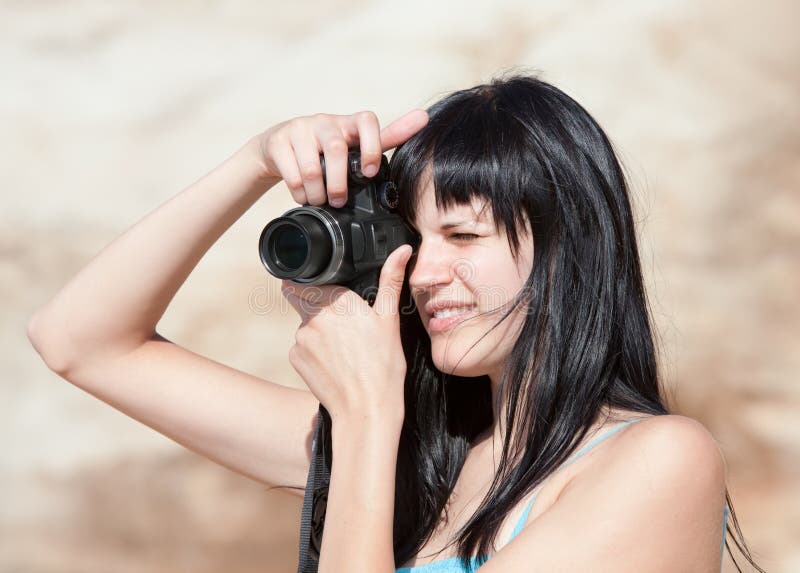 Young Woman with Digital Camera Stock Image - Image of lifestyle, lens ...