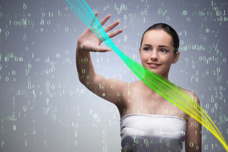 The Young Woman in Digital Concept Stock Image - Image of computer ...