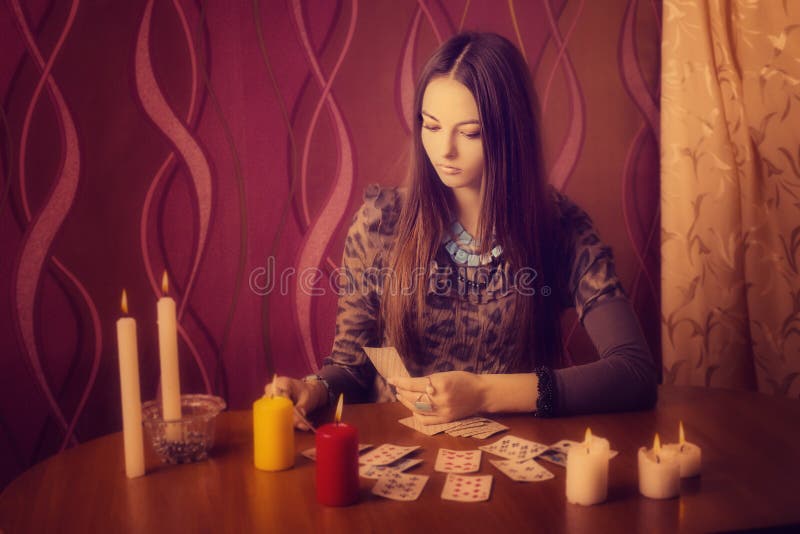 Young Woman with Divination Cards Stock Image - Image of occult ...