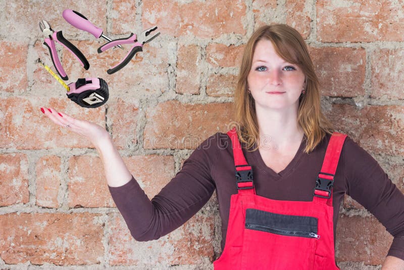 Young woman with DIY tools stock photo. Image of equipment - 74748414